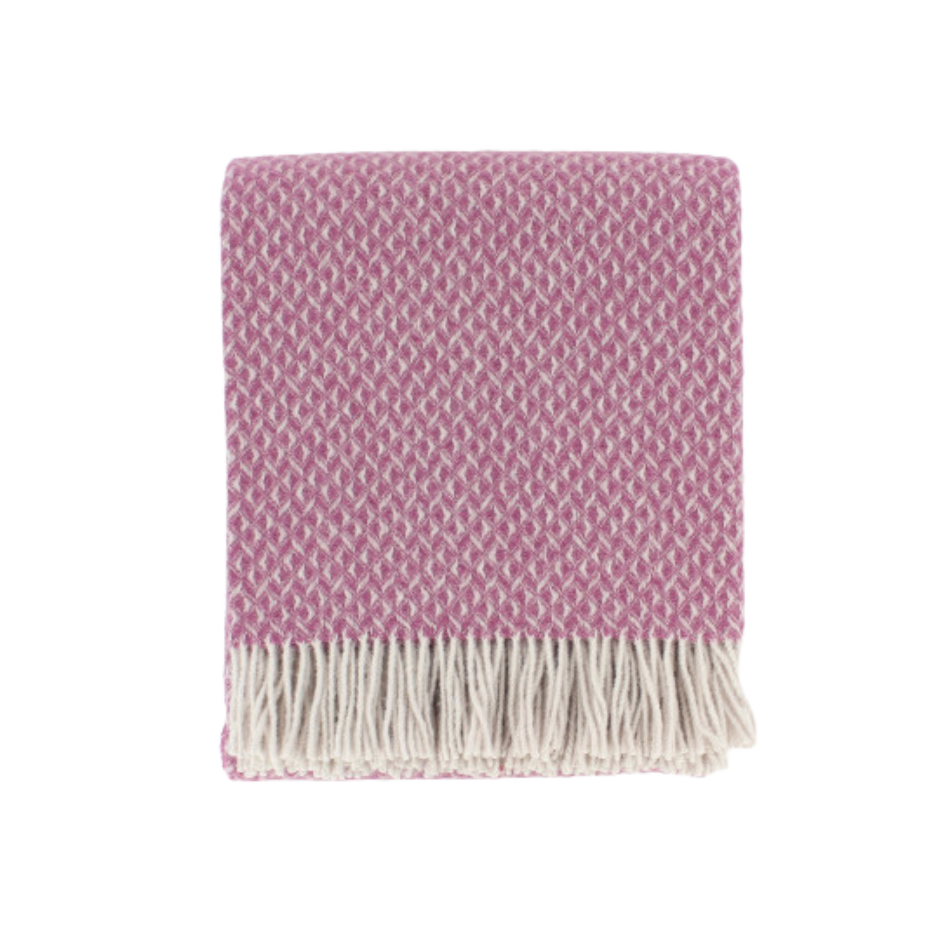 Mulberry Red 100% Pure New Wool Diamond Throw Blanket (183cm x 140cm)